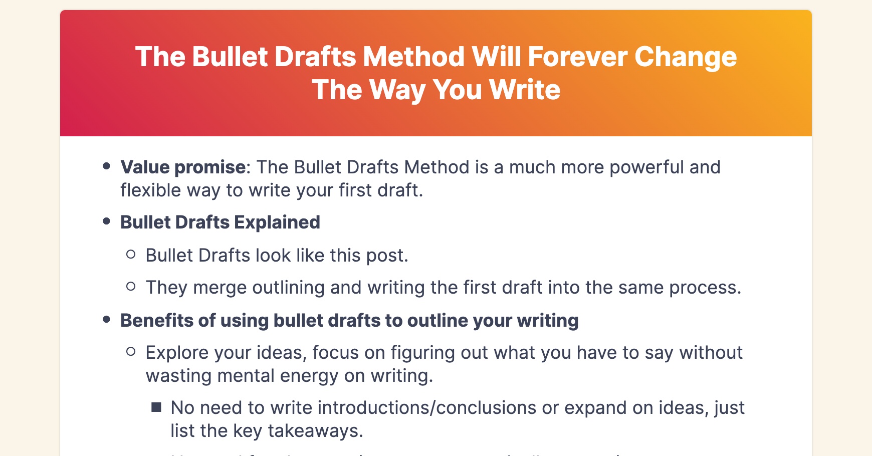 The Bullet Drafts Method Will Forever Change The Way You Write