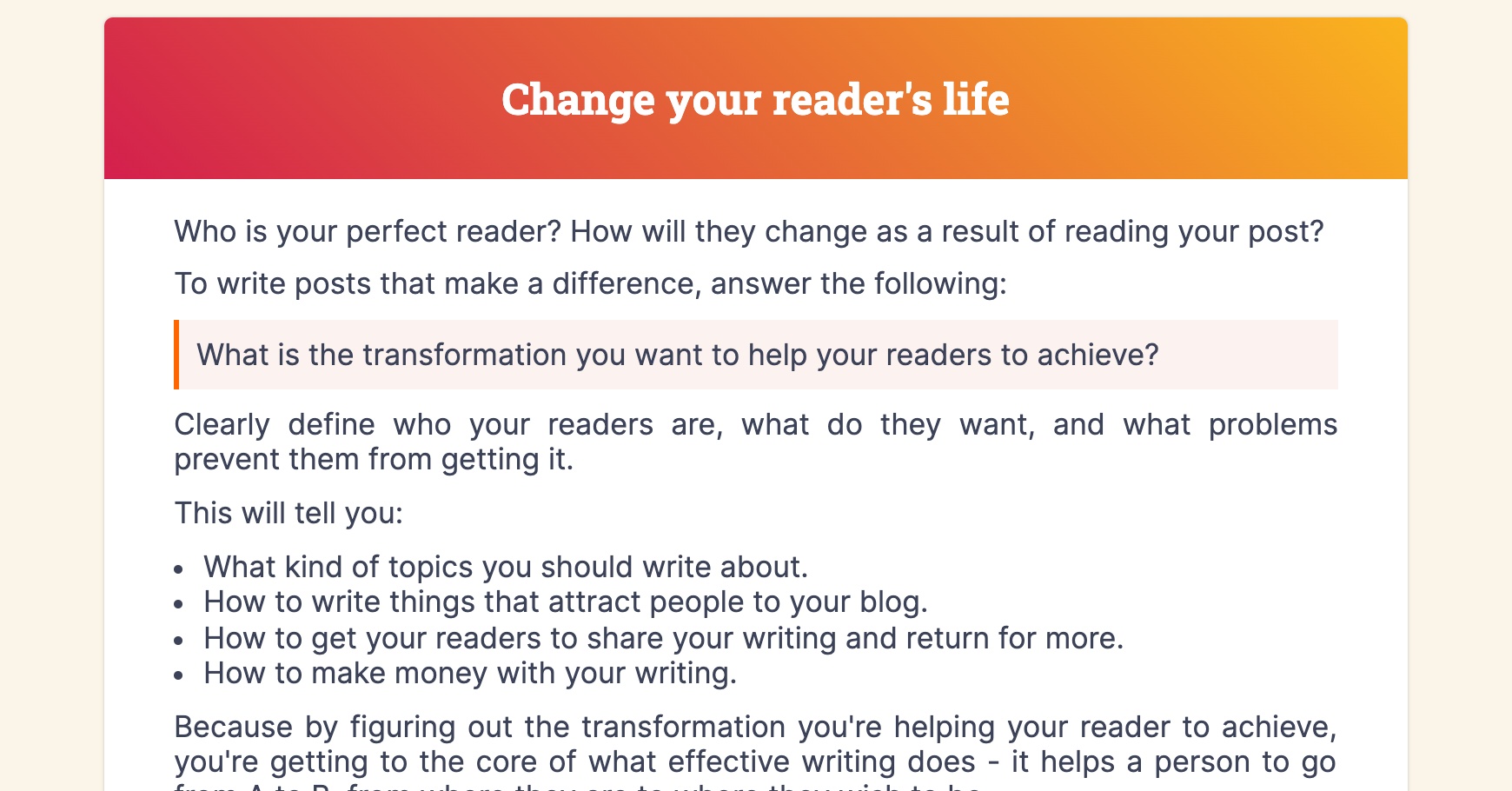 Change your reader's life