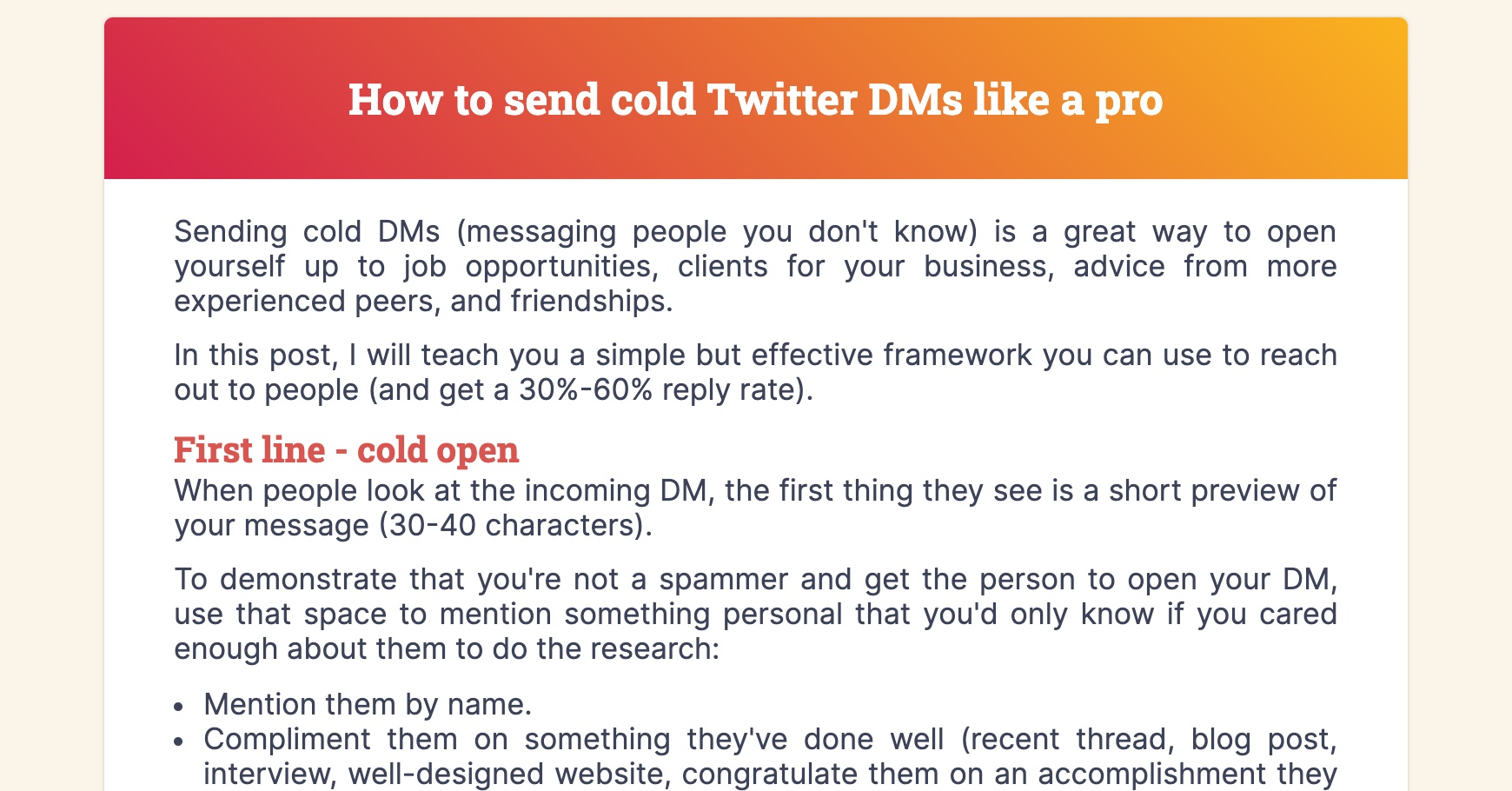 How to send cold Twitter DMs like a pro