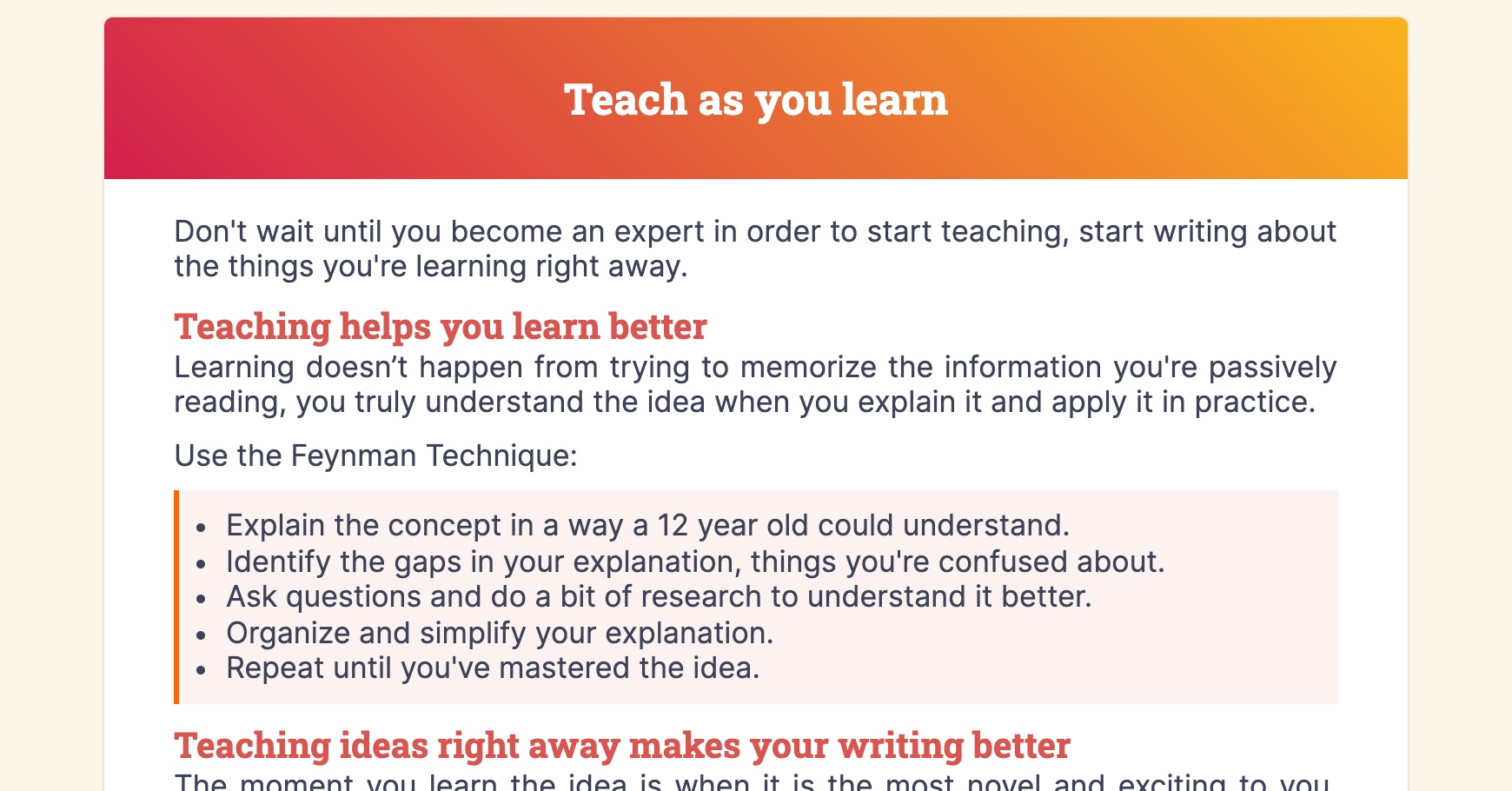 Teach as you learn